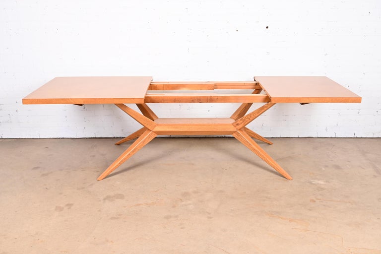 Harold Schwartz for Romweber Oak Spider Leg Dining Table, Newly ...