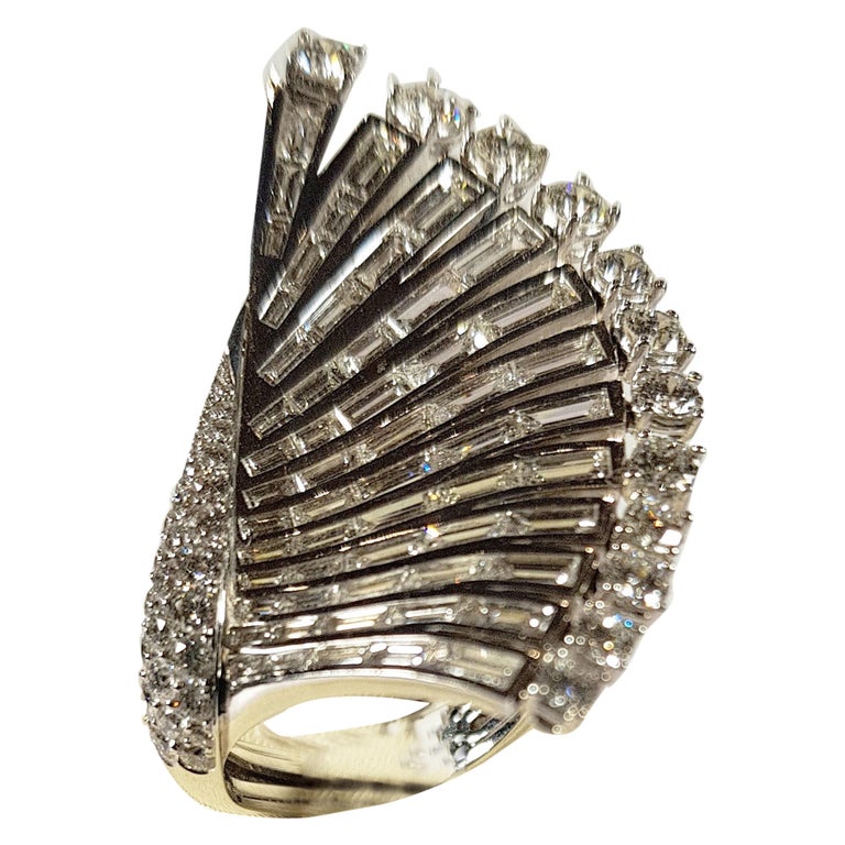 Harp Musical 18 Karat White Gold Ring with Symphony of Diamonds For ...