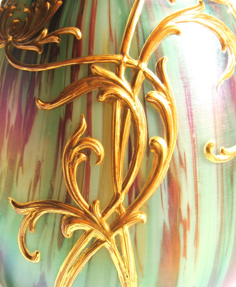 Harrach Art Nouveau Rococo Revival Jaspis Vase at 1stDibs