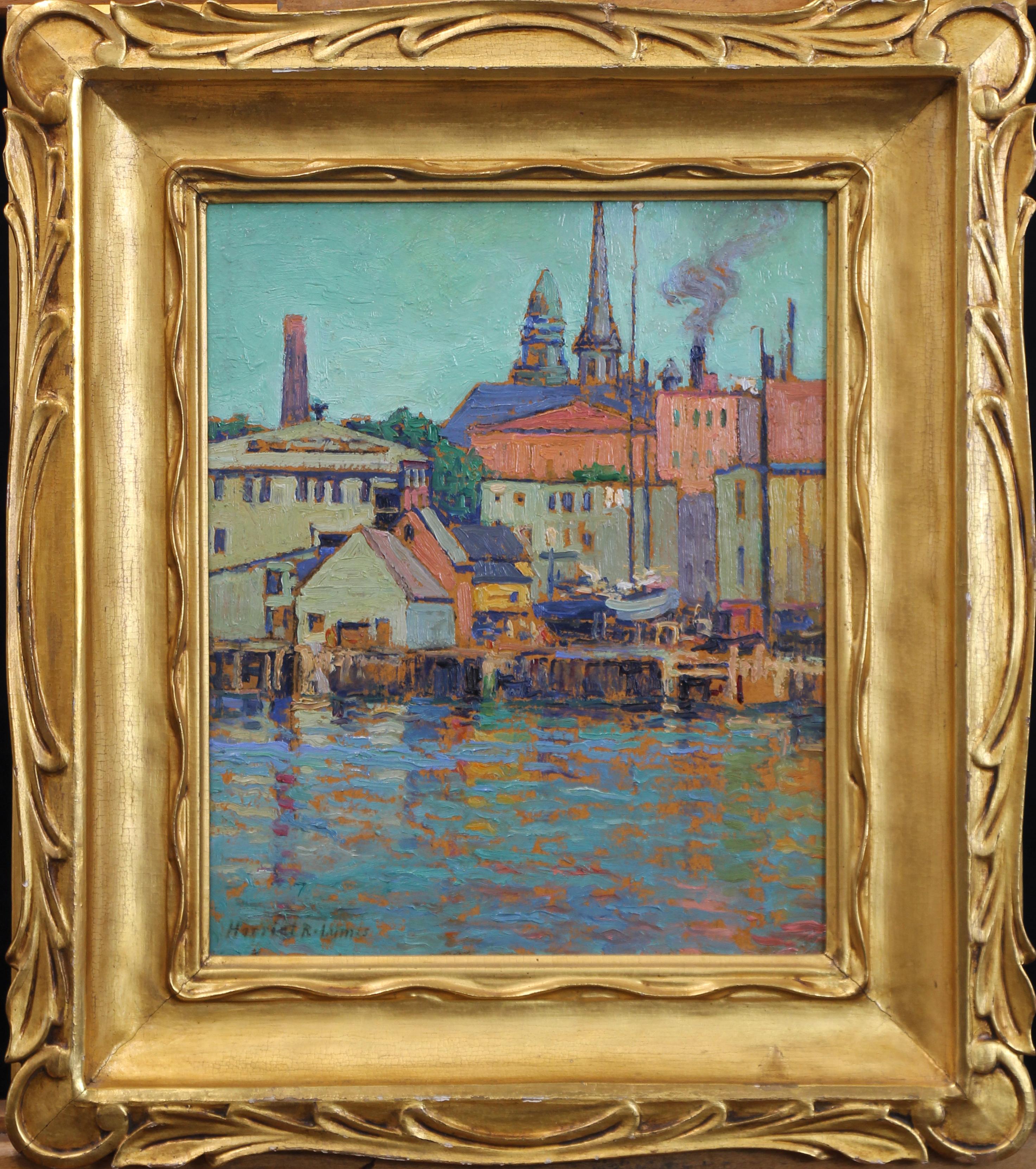 Harriet Randall Lumis - Gloucester Wharf, Colorful Sea and Townscape by ...