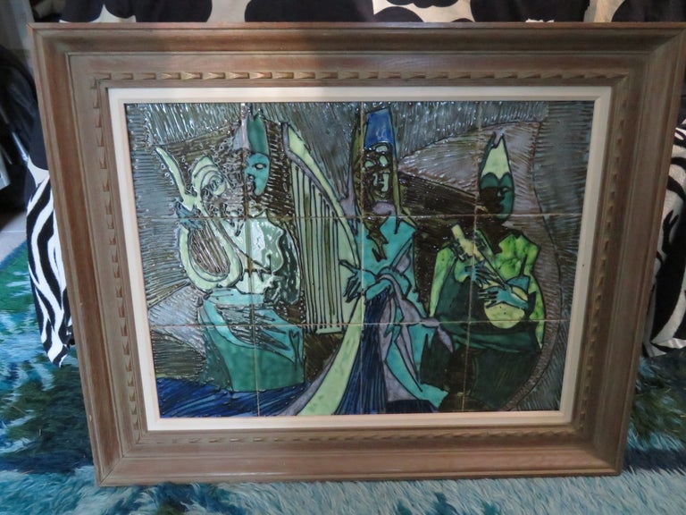 Harris G. Strong Colorful Hand Painted "Three Musician" Wall Tile Art ...