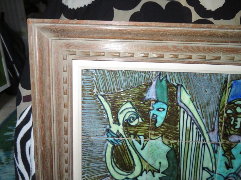 Harris G. Strong Colorful Hand Painted "Three Musician" Wall Tile Art ...