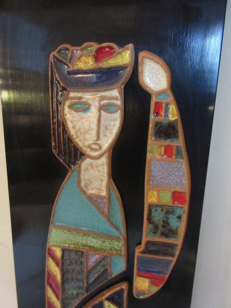 Harris Strong King and Queen Tiles on Black Lacquered Frame at 1stDibs