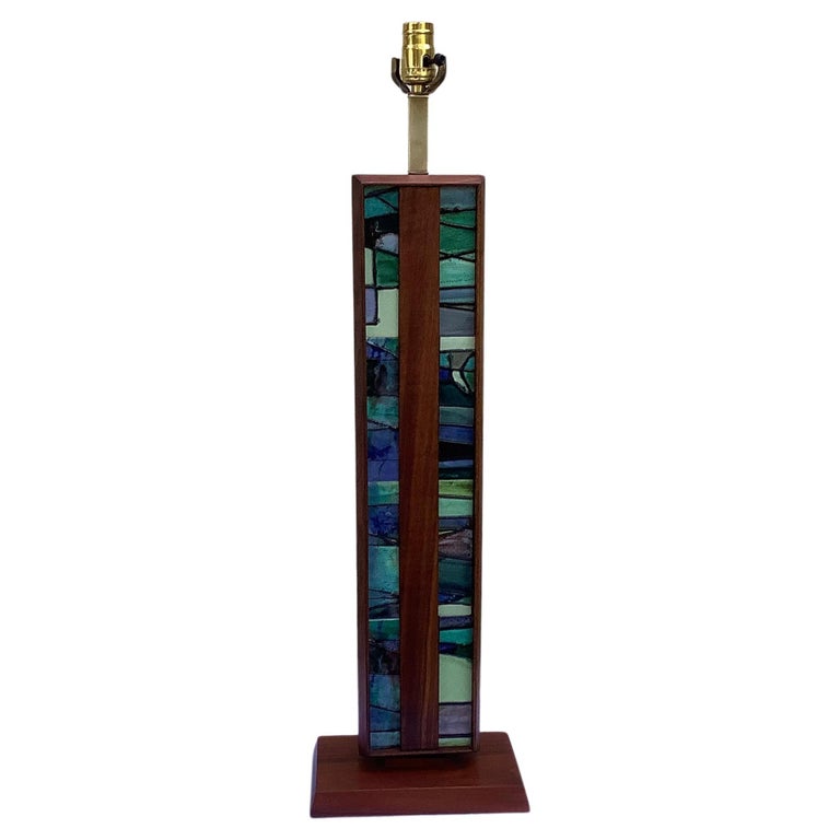 Harris Strong Walnut and Tile Lamp For Sale at 1stDibs