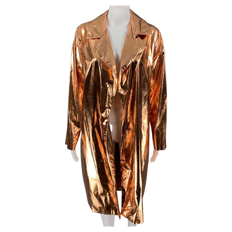 HARRIS WHARF LONDON Size 6 Copper Viscose Blend Metallic Open Front ...