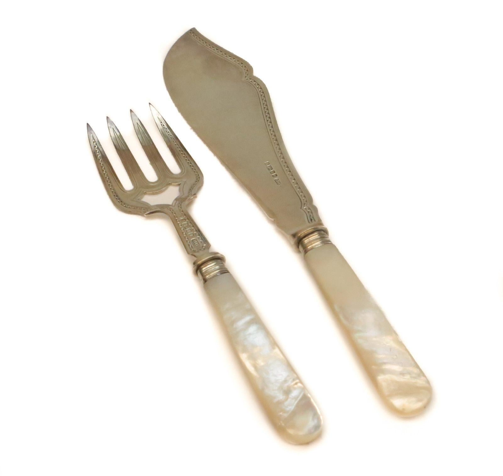 Harrison Brothers Howson Sheffield Sterling Silver Mother-of-Pearl Fish ...
