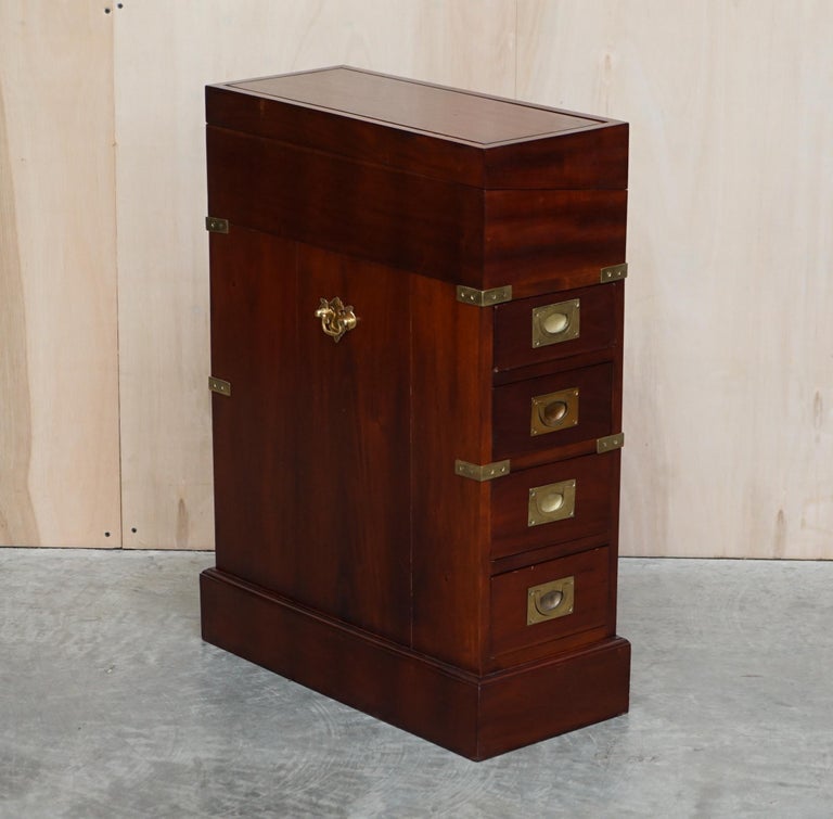 Harrods Kennedy Mahogany and Brass Small Davenport Pedestal Desk Side ...
