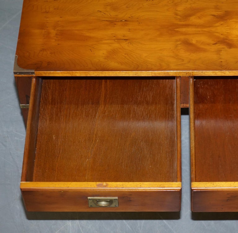 Harrods Kennedy Military Campaign Burr Yew Wood and Brass 3 Drawer ...