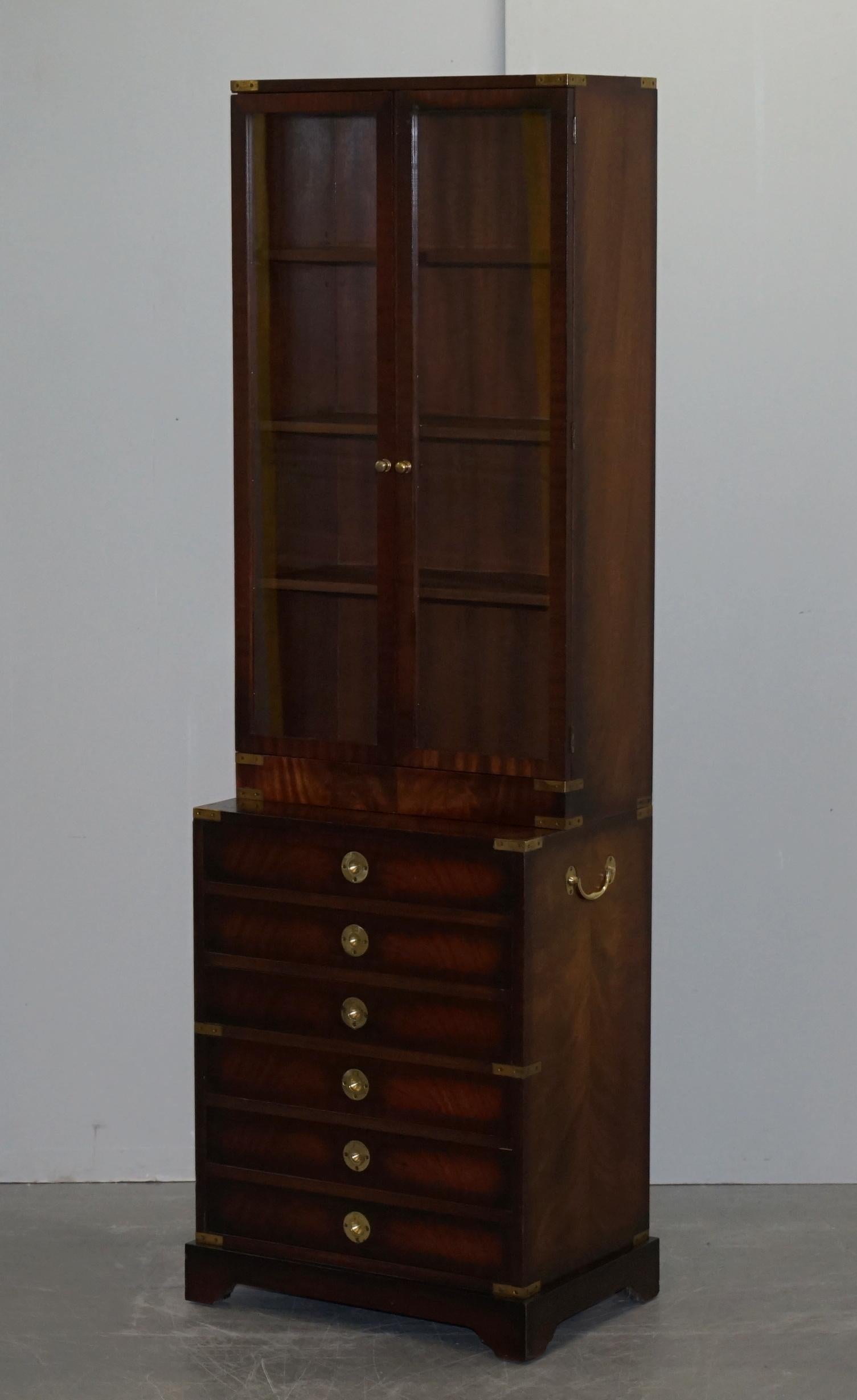 Harrods Kennedy Military Campaign Hardwood Brass Bookcase Chest of ...