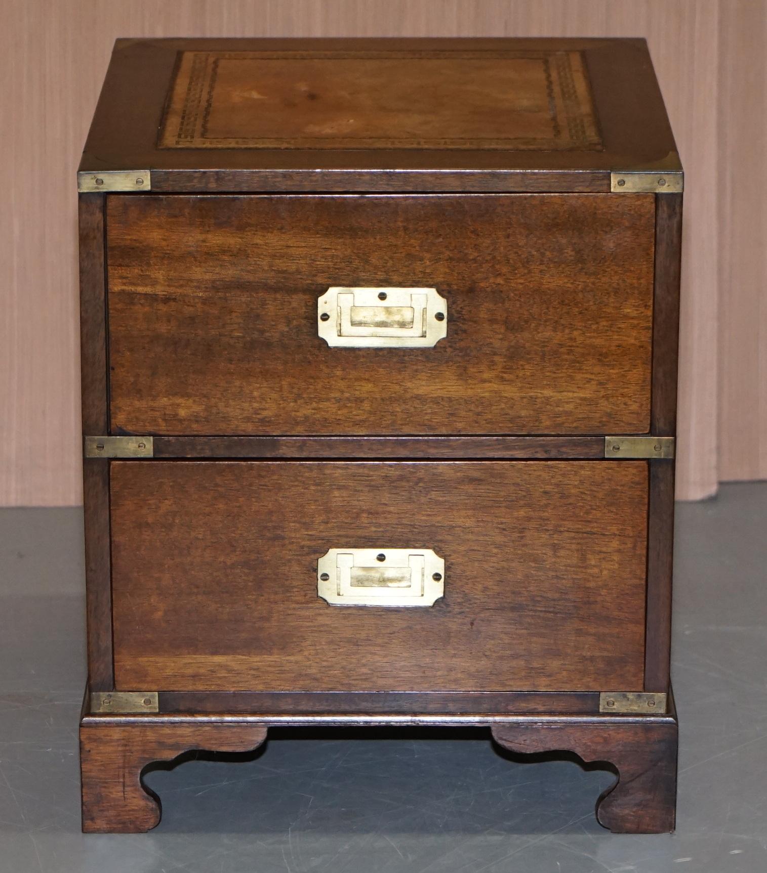 Harrods London Kennedy Military Campaign Side Table Drawers Pair Brown ...