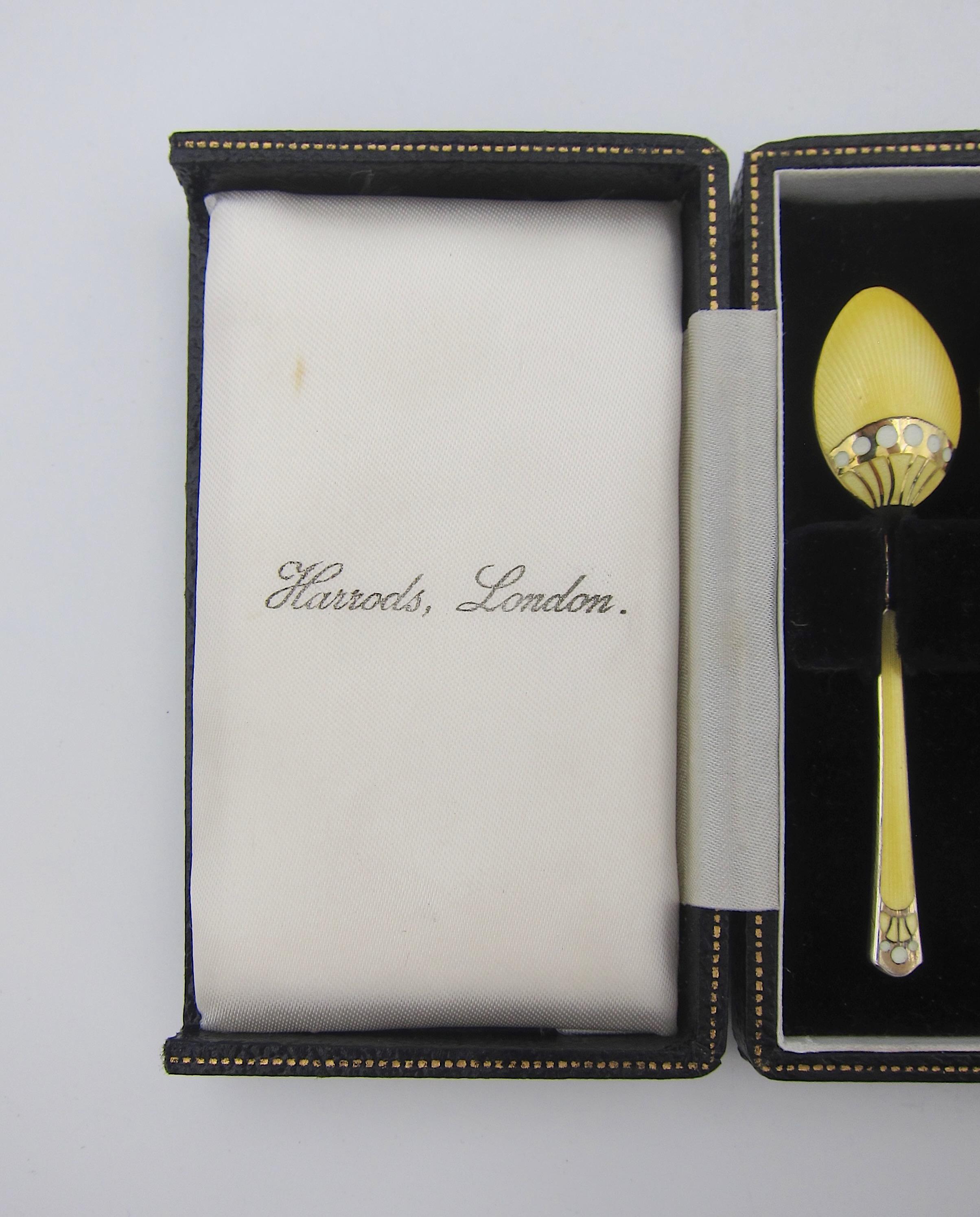 Harrods of London Art Deco Sterling Silver and Enamel Spoon Set For ...