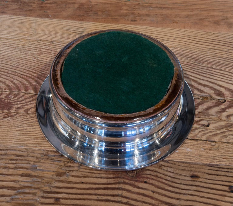 Harrods Silver Plated Metal Base with Wooden Base for Wine Bottle Stand ...