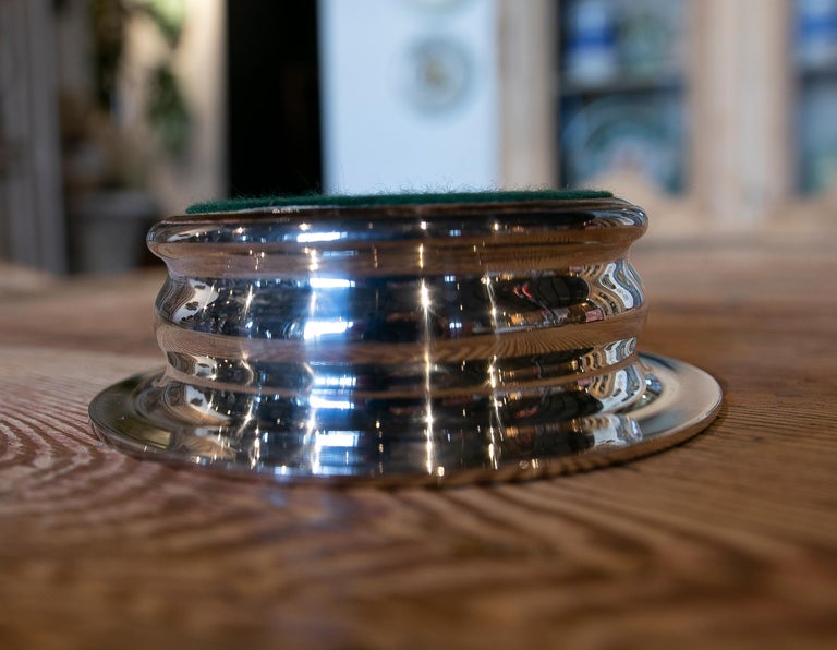 Harrods Silver Plated Metal Base with Wooden Base for Wine Bottle Stand ...