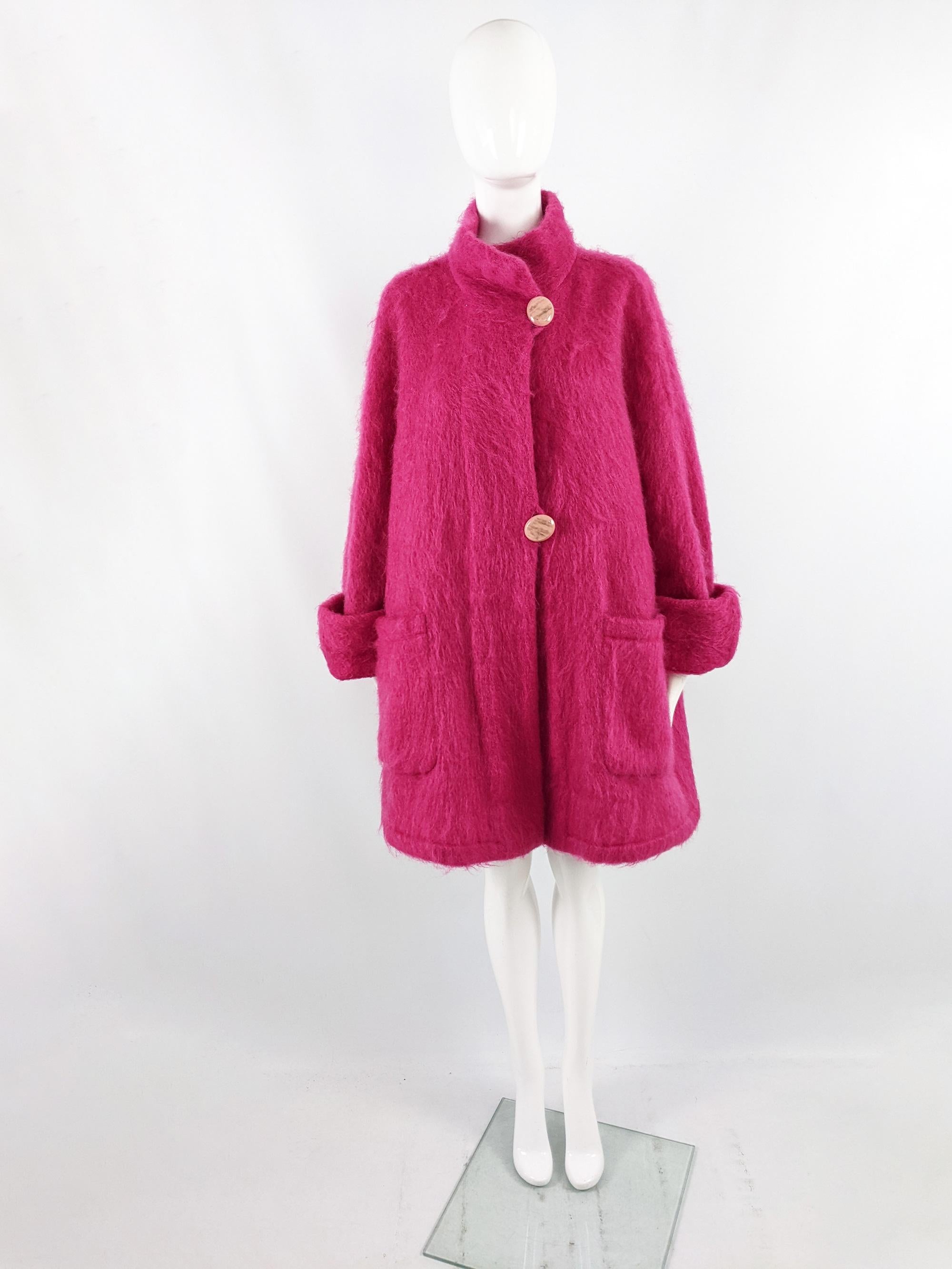 Harrods Vintage 1980s Pink A Line Wool and Mohair Trapeze Oversized ...
