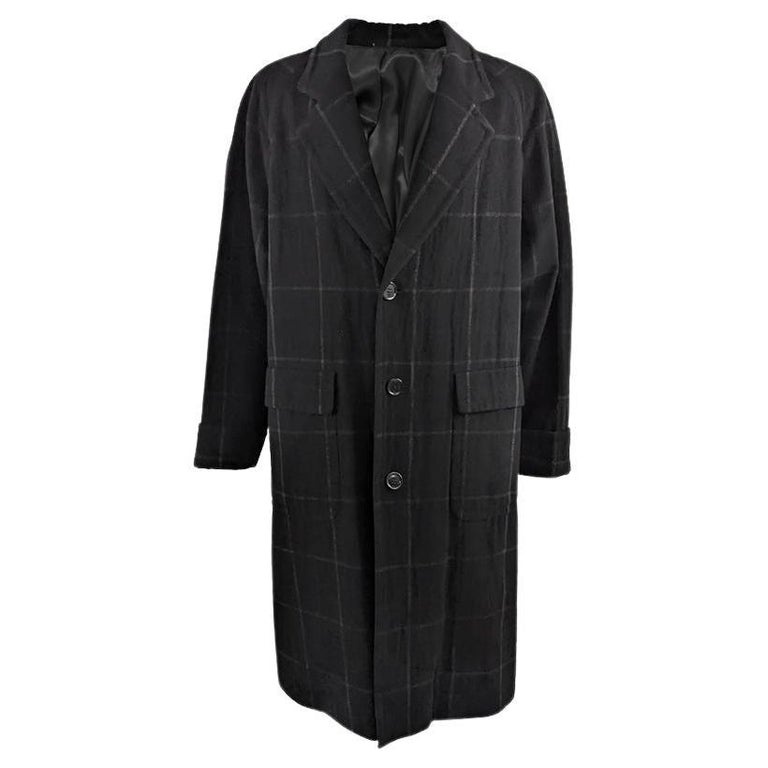 Harrods Vintage Mens 1980s Black Italian Virgin Wool Check Overcoat ...