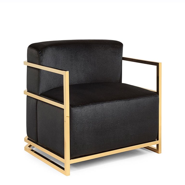 Harry Armchair in Gold Finish at 1stDibs