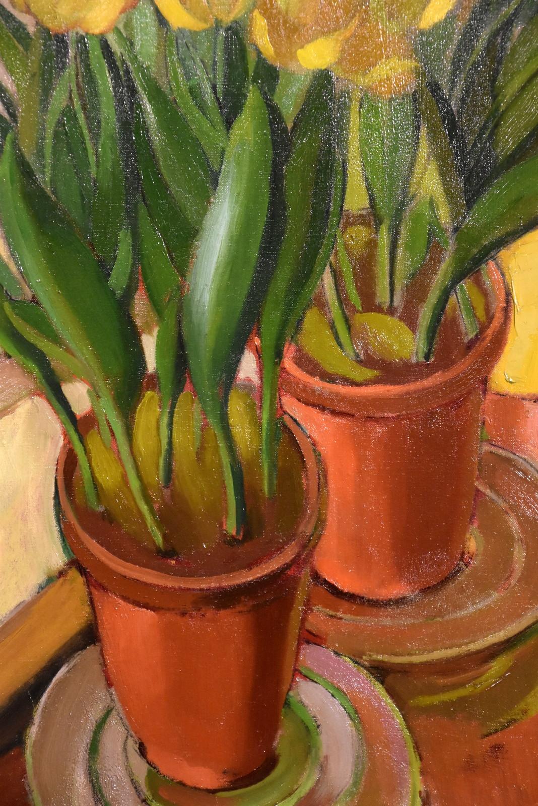 Harry Barr - Oil Painting by Harry Barr "Yellow Tulips" at 1stDibs