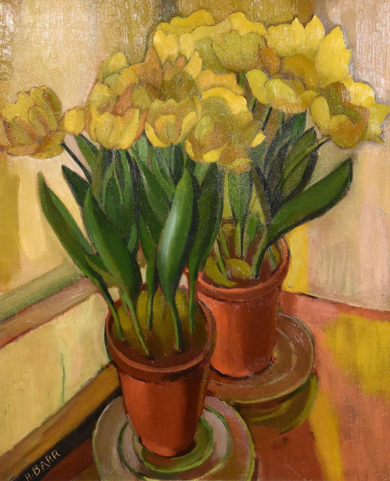 Harry Barr - Oil Painting by Harry Barr "Yellow Tulips" at 1stDibs