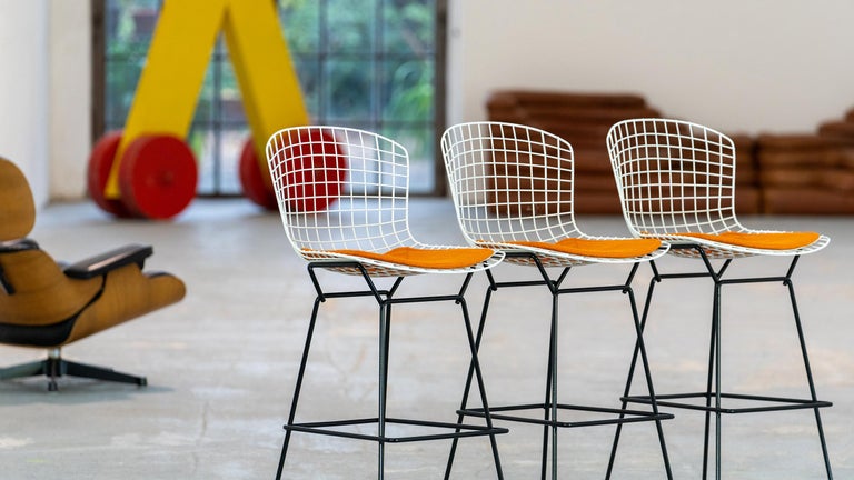 Harry Bertoia - 3x Wire Barstool Chair, Stool - 1952 for Knoll International For Sale at 1stDibs