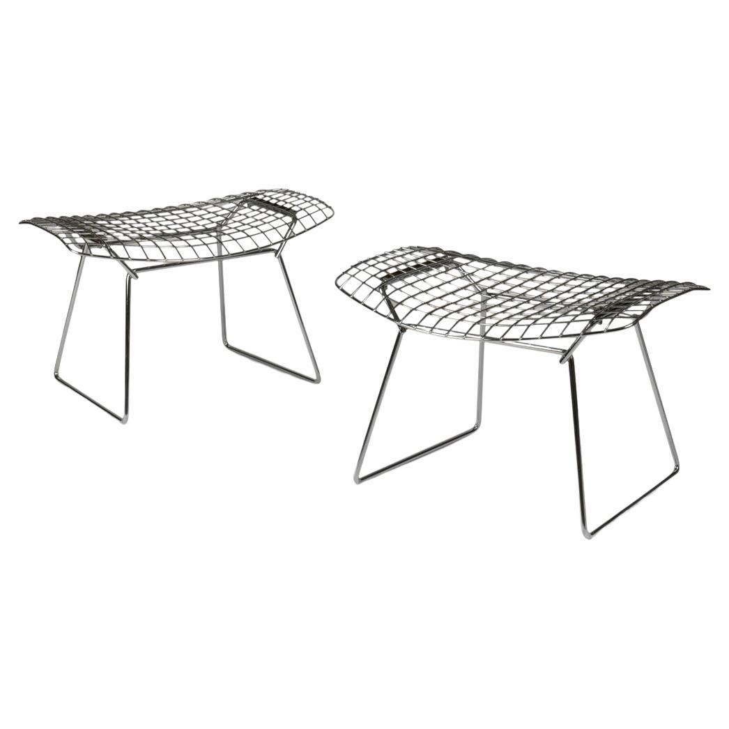 Harry Bertoïa for Knoll, Pair of chromed metal stools, 1970s For Sale at 1stDibs