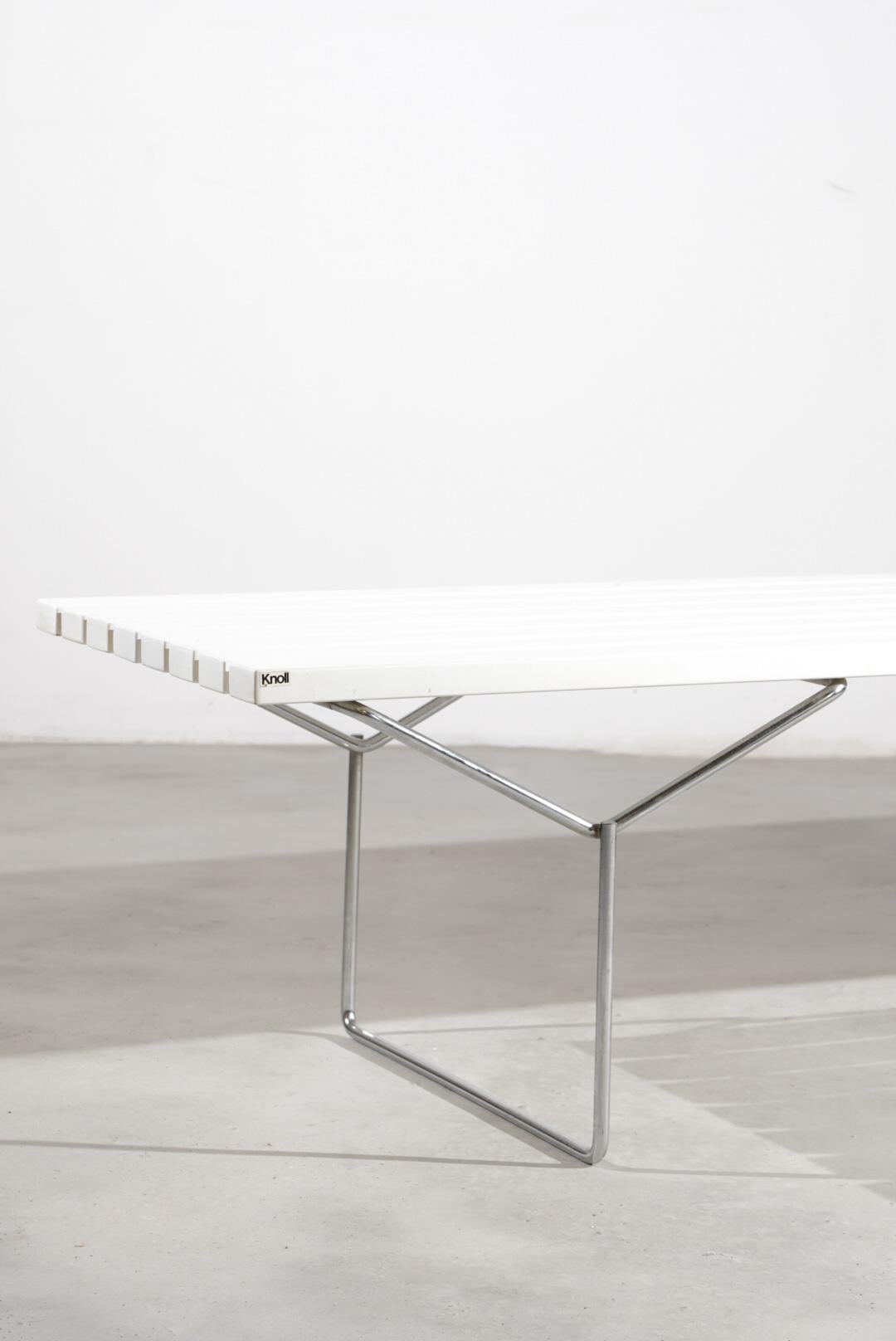 Harry Bertoia Model 400 Bench Knoll International Chrome White at 1stDibs
