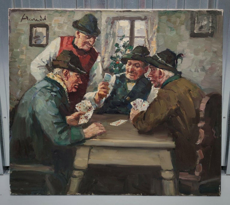 Harry HAERENDEL - Painting card playing men in a parlor Harry HAERENDEL ...