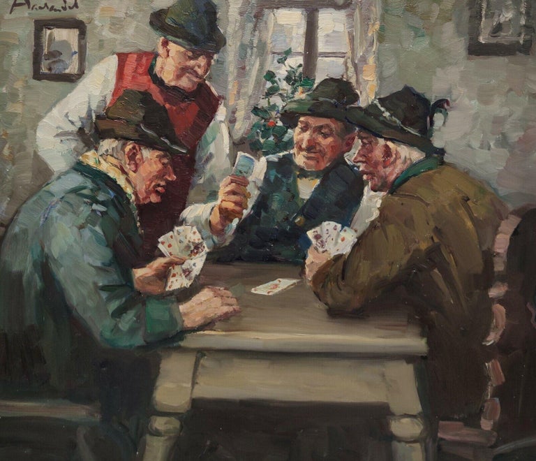 Harry HAERENDEL - Painting card playing men in a parlor Harry HAERENDEL ...