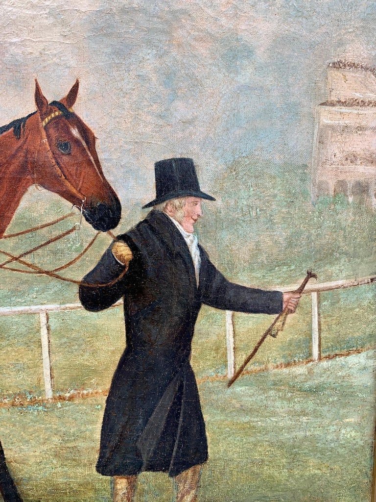 19th century English Antique portrait of a Race horse, Jockey, owner ...