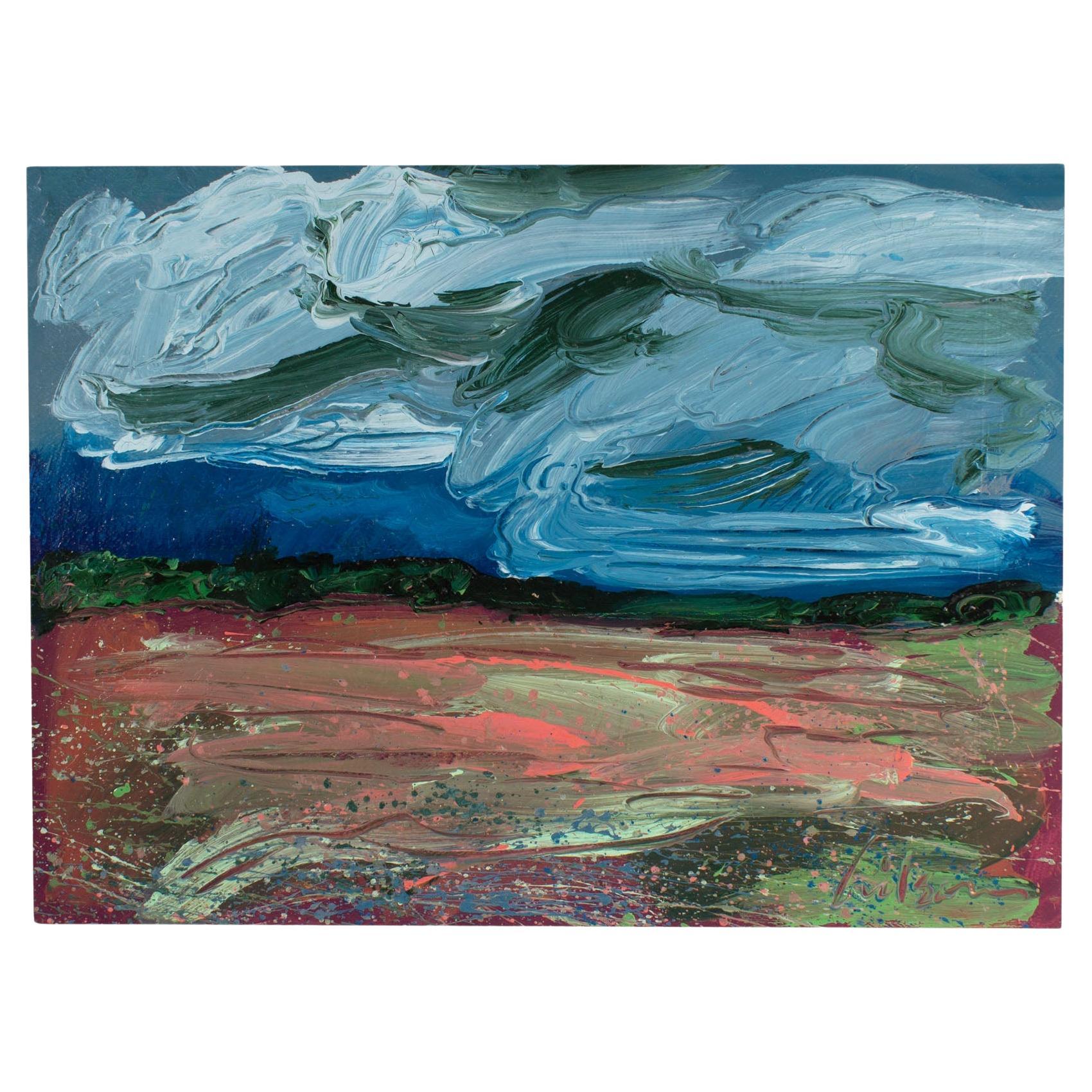 Harry Hilson 1980s Abstract Landscape Acrylic Painting on Paper For ...