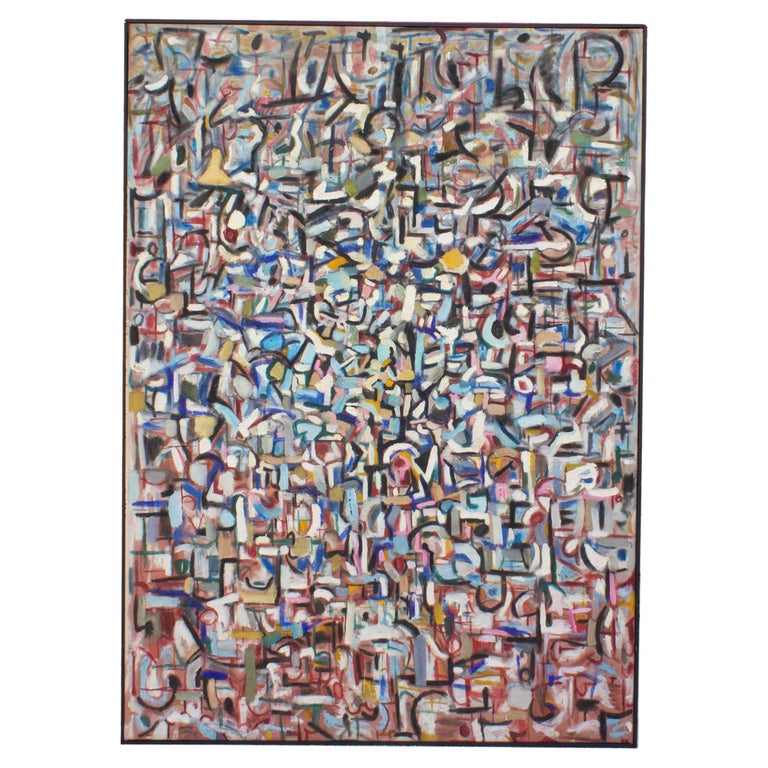 Peinture abstraite huile sur toile des années 1960, signée Harry Hilson En vente sur 1stDibs