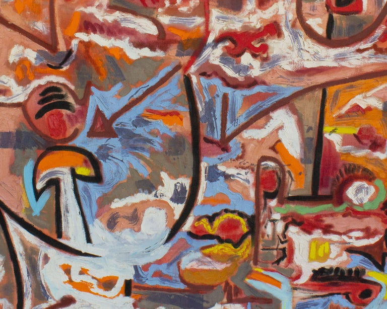 Harry Hilson Signed 1961 “Circus City” Abstract Oil Painting For Sale ...