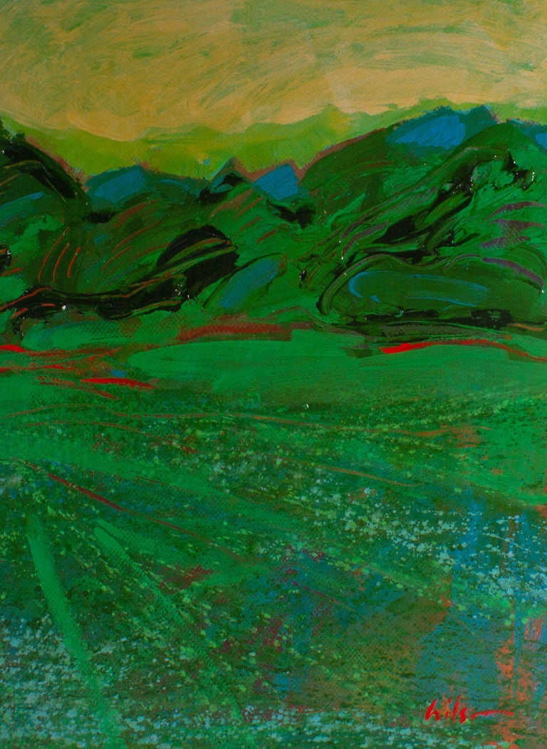 Harry Hilson Signed 1980s Abstract Landscape Acrylic Painting For Sale ...