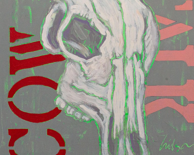 Harry Hilson Signed 1990s “Cow Talk” Abstract Acrylic Painting For Sale ...