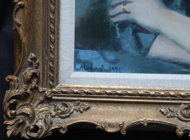 Harry Rutherford - Portrait of a Lady in Blue - British 20thC art oil ...