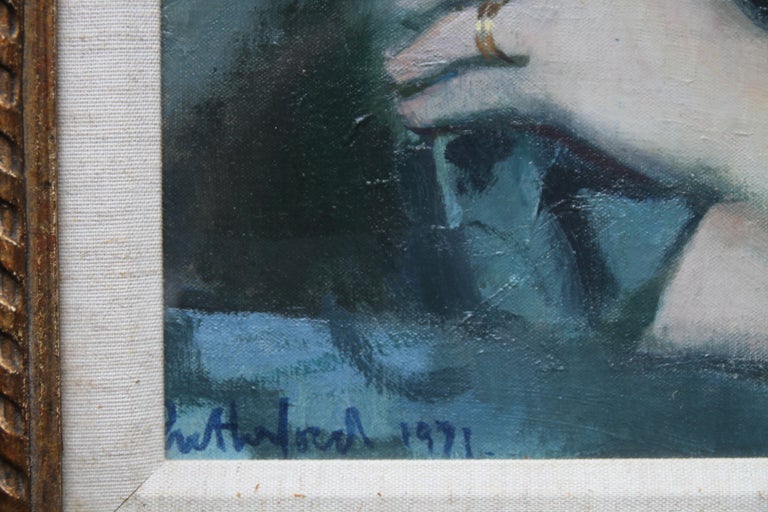 Harry Rutherford - Portrait of a Lady in Blue - British 20thC art oil ...