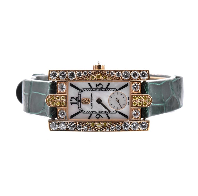 Harry Winston 18k Yellow Gold White and Yellow Diamond Avenue C Ladies ...