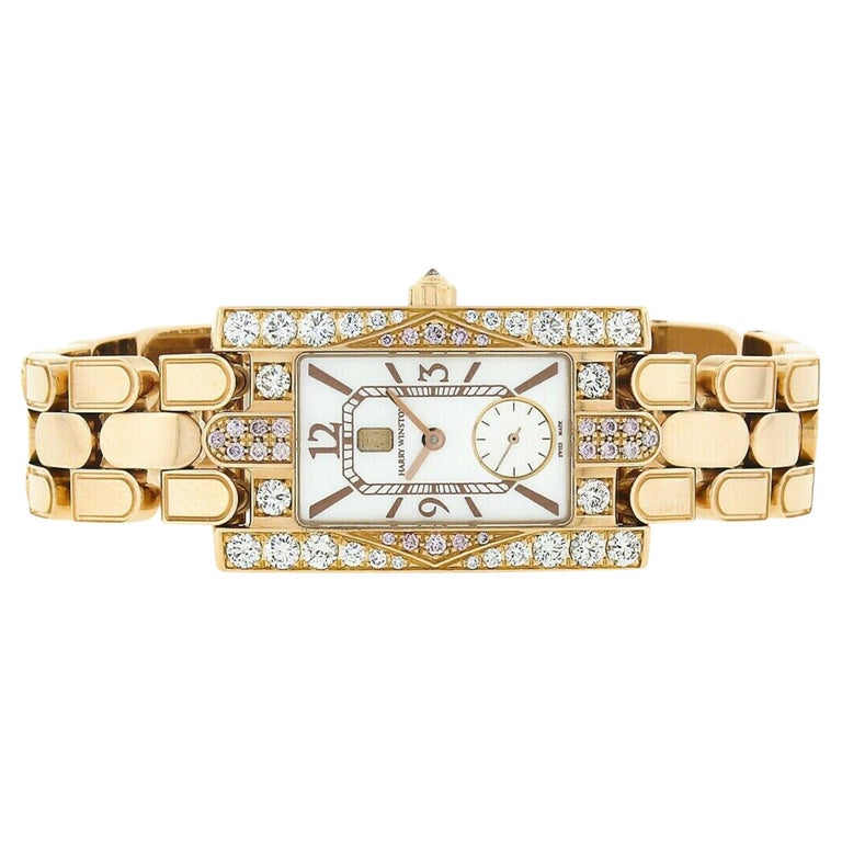 Harry Winston Avenue Classic 18k Rose Gold Pink White Diamond Watch Ref ...
