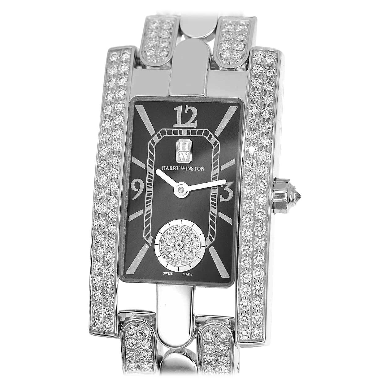 Harry Winston Premiere 18k White Gold Dimond Bezel Quartz Ladies Watch ...