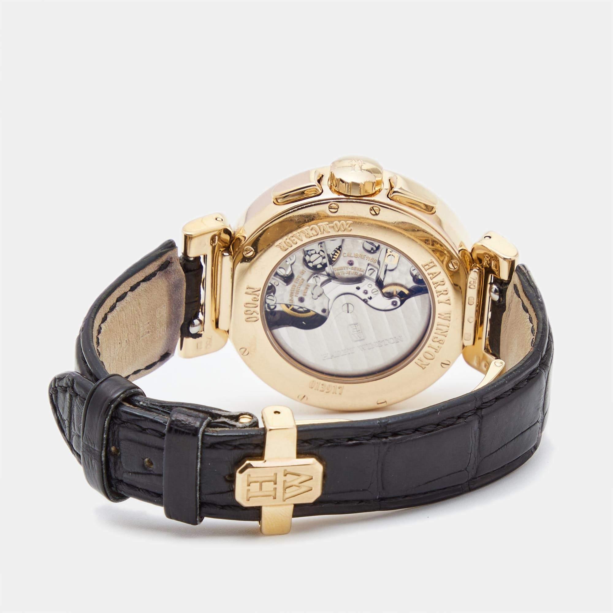 Harry Winston Blue Grey 18K Rose Gold Alligator Leather Premier ...