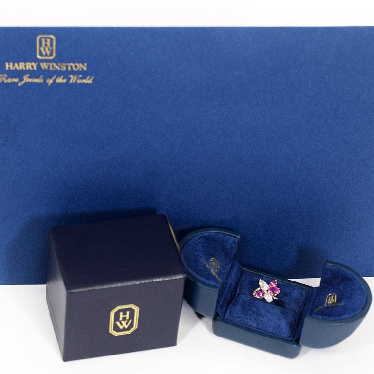 Harry Winston Cluster by HW Pink Sapphire and Diamond Platinum Ring at ...