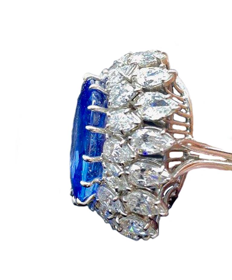 Harry Winston Cluster Ceylon Sapphire and Diamond Ring in Platinum ...