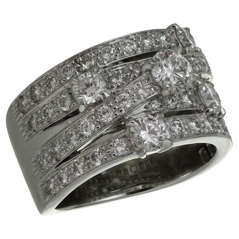 Harry Winston Crossover Diamond Platinum Ring Papers 54 For Sale at 1stDibs