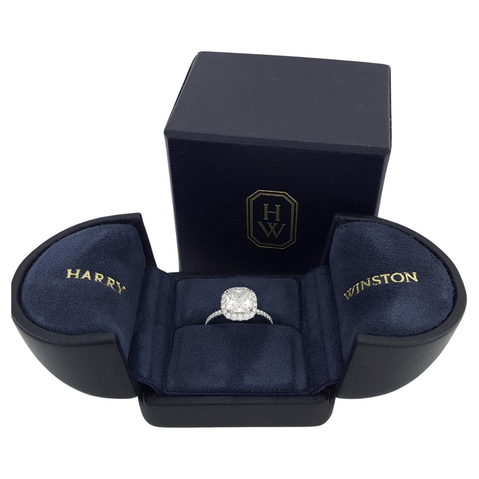 Harry Winston Cushion-Cut Diamond Micropave Engagement Ring For Sale at ...