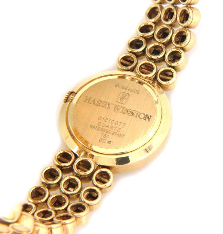 Harry Winston Diamond 18k Yellow Gold Ladies Quartz Wrist Watch For ...