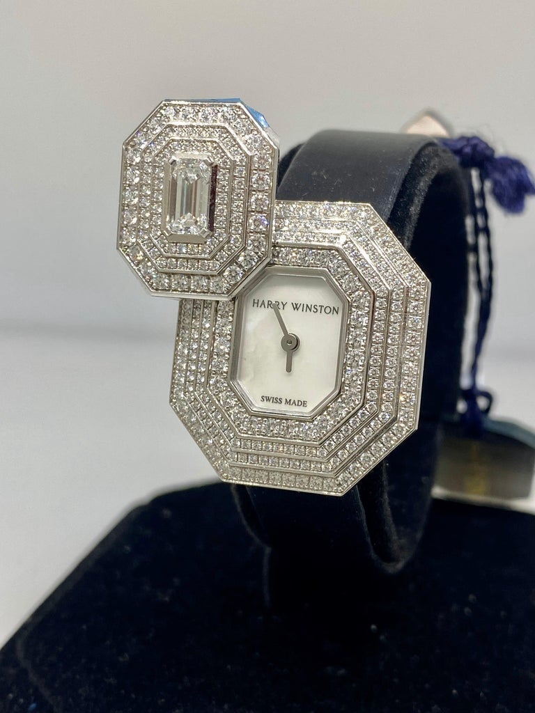 Harry Winston Emerald Signature White Gold Diamond Ladies Watch 542 ...