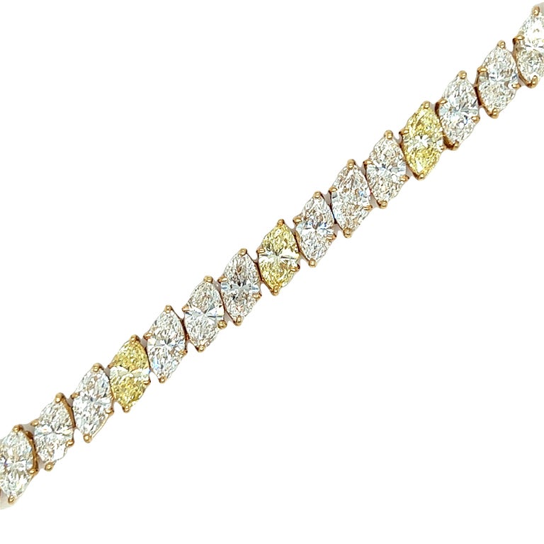 Harry Winston Marquise Shaped Yellow and Colorless Diamond Tennis ...