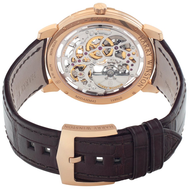 Harry Winston Midnight Skeleton 18k Rose Gold For Sale at 1stDibs