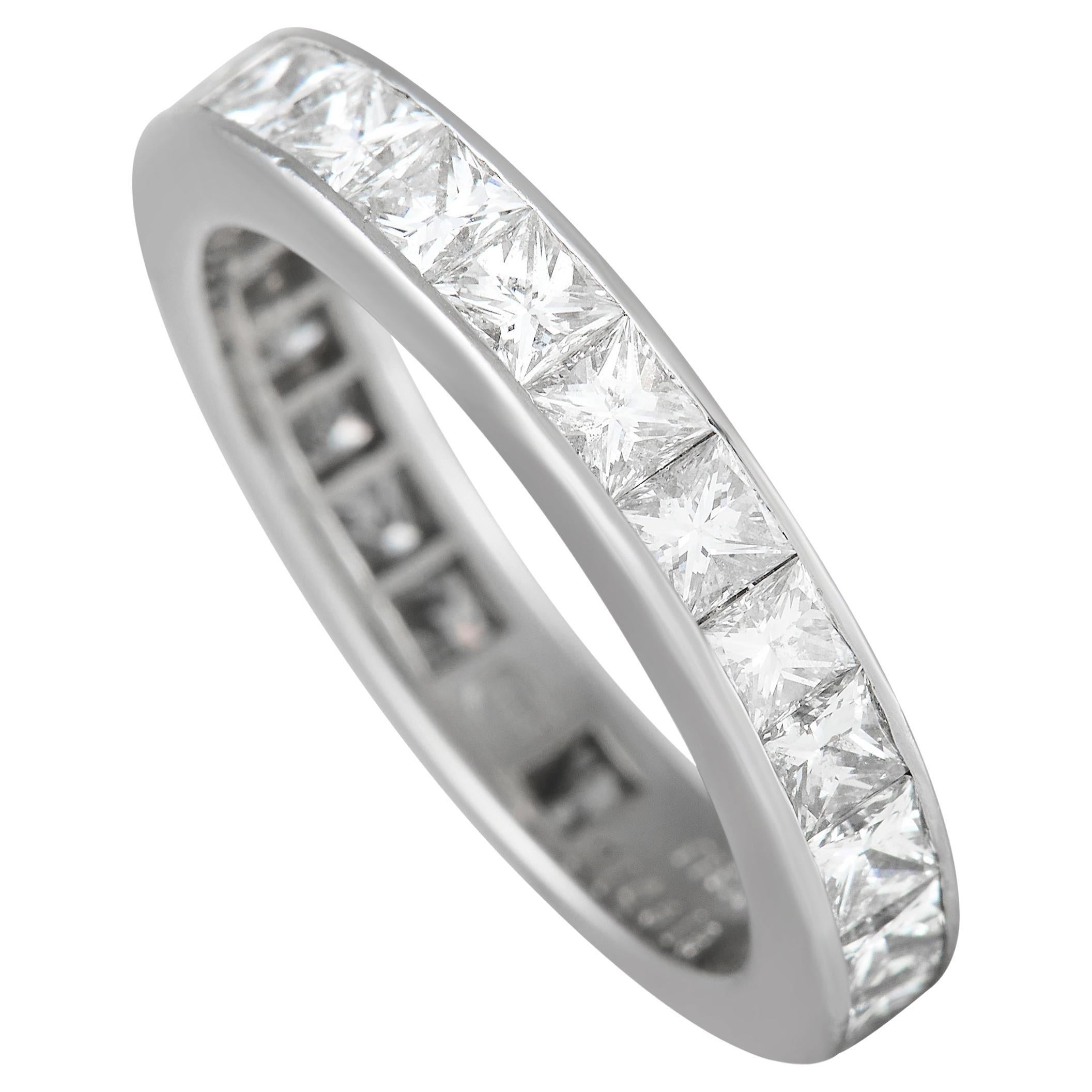 Harry Winston Emerald Cut Diamond Platinum Eternity Band Ring at ...