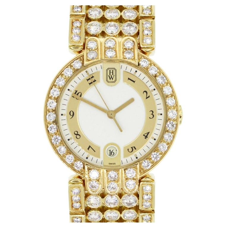 Harry Winston Premier 18k Gold Diamond Gents Watch For Sale at 1stDibs