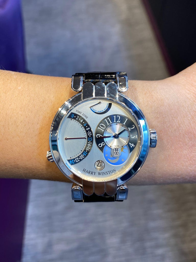 Harry Winston Premier Excenter Watch 18 Karat White Gold For Sale at ...